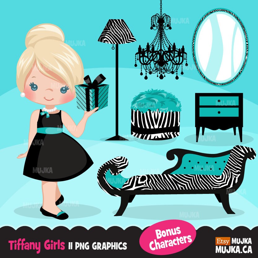 Tiffany Girls Clipart Breakfast at Tiffany's Graphics | Etsy