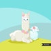 Llama Clipart. Cute Mama Llamas for Mother's Day, Animal Graphics, Baby ...