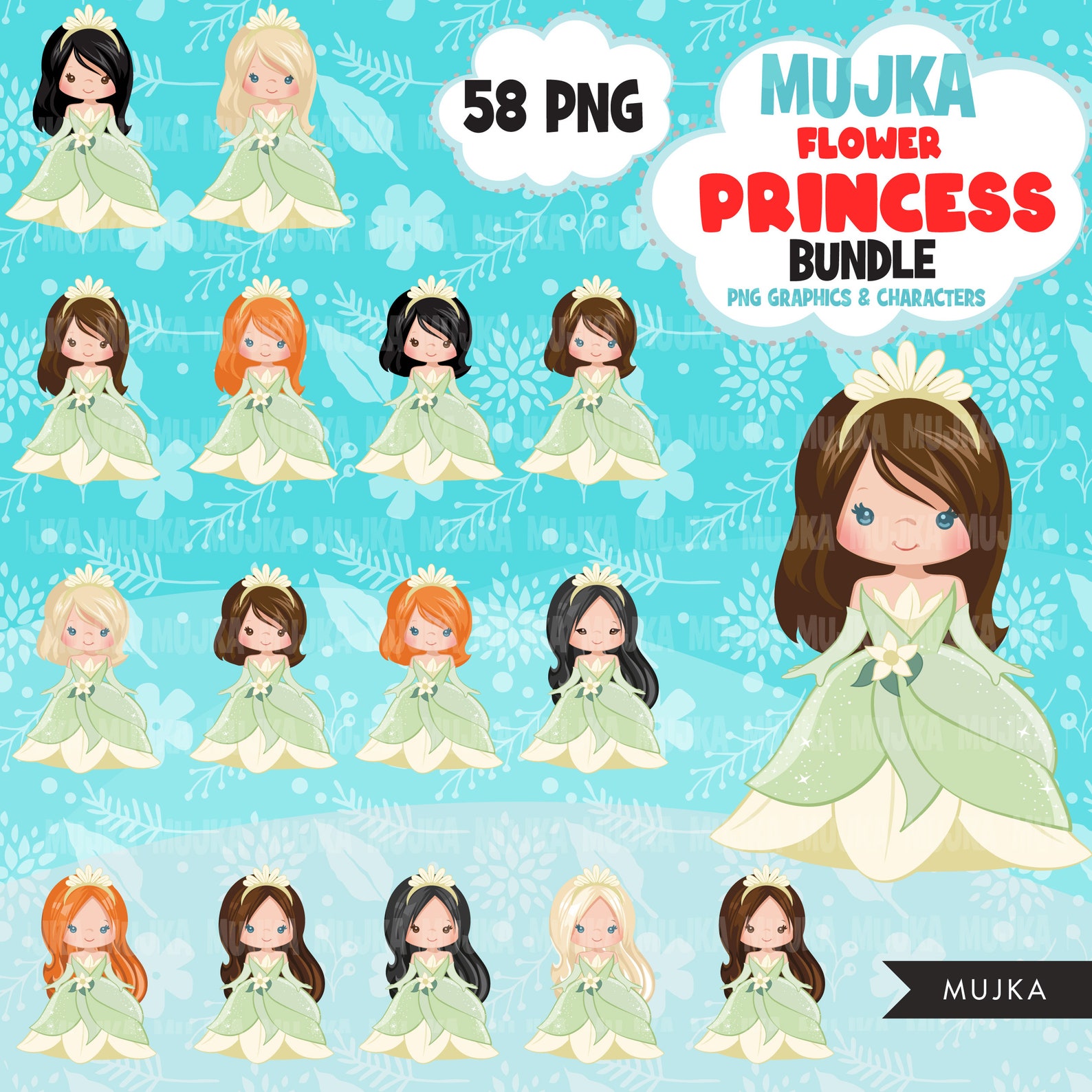 Princess Bundle Princess Png Princess Clipart Birthday - Etsy