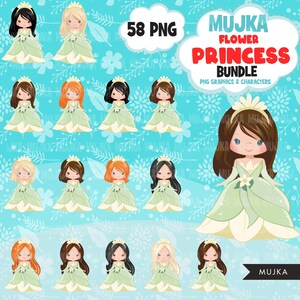 Princess Bundle, Princess Png, Princess Clipart, Birthday Bundle, Black 
