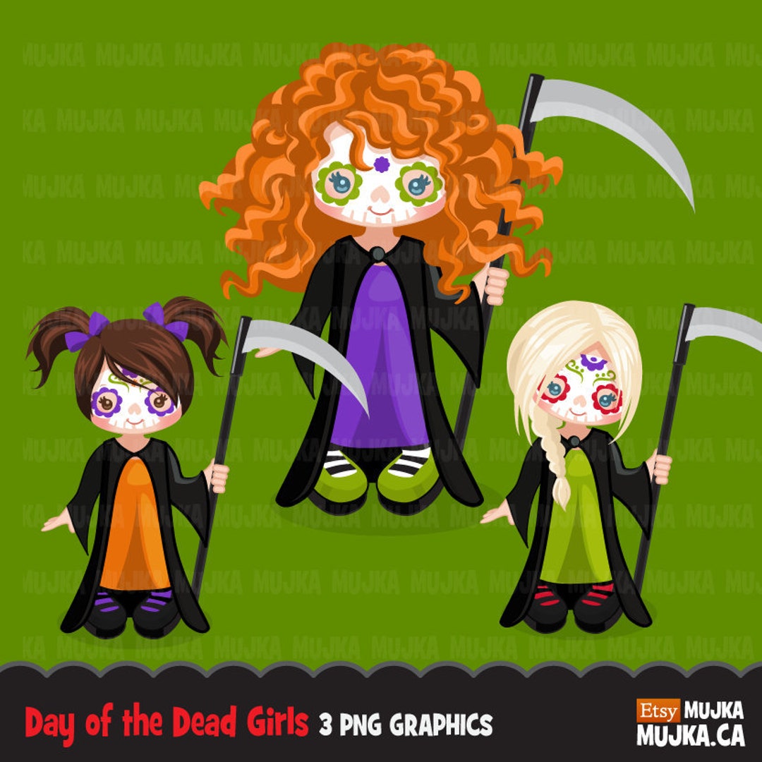 Halloween Clipart. Day of the Dead Characters, Kids Trick or Treat ...