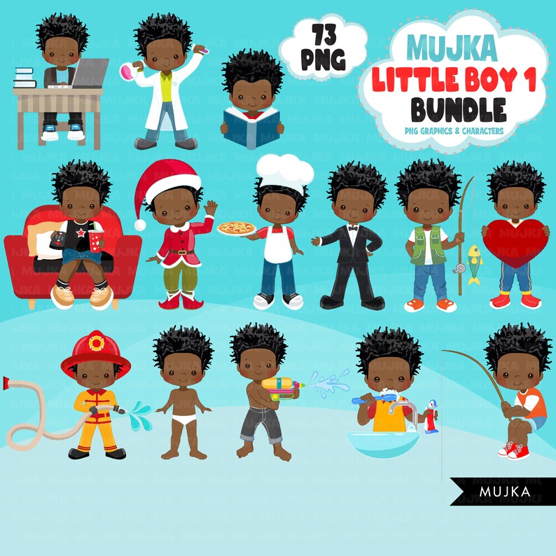 Black Boy Png Bundle, Black Boy Magic, Black Boy Art, Little Boy ...