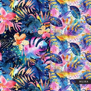 Tropical Floral Digital Papers, Flower Summer Pattern Background ...