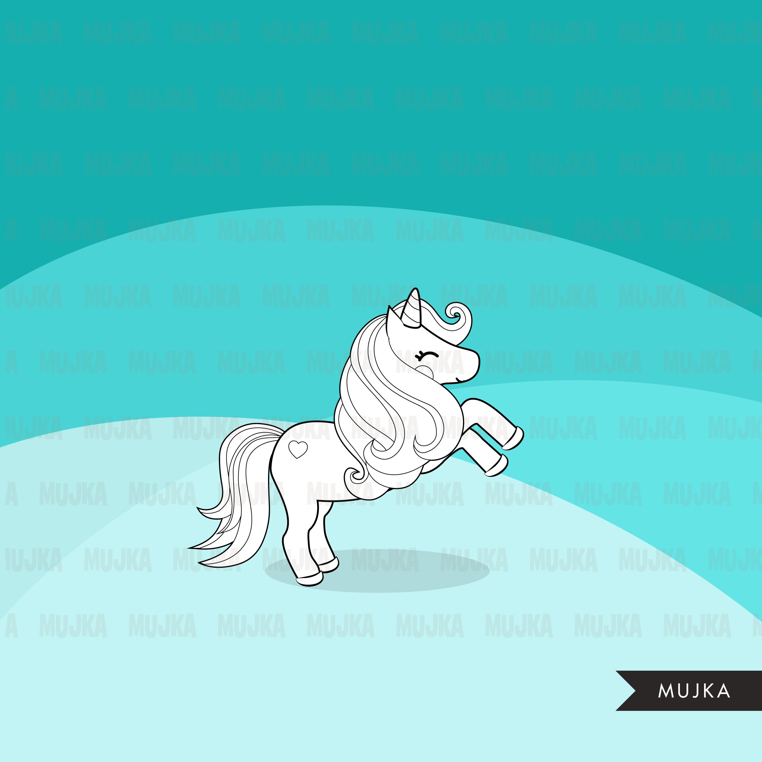 Unicorn Digital Stamps. Unicorn Princess Fairytale Unicorn - Etsy Canada