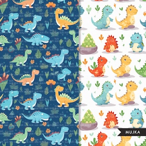 Baby Dino Digital Papers, Dinosaur Seamless Patterns, Dino Printable ...