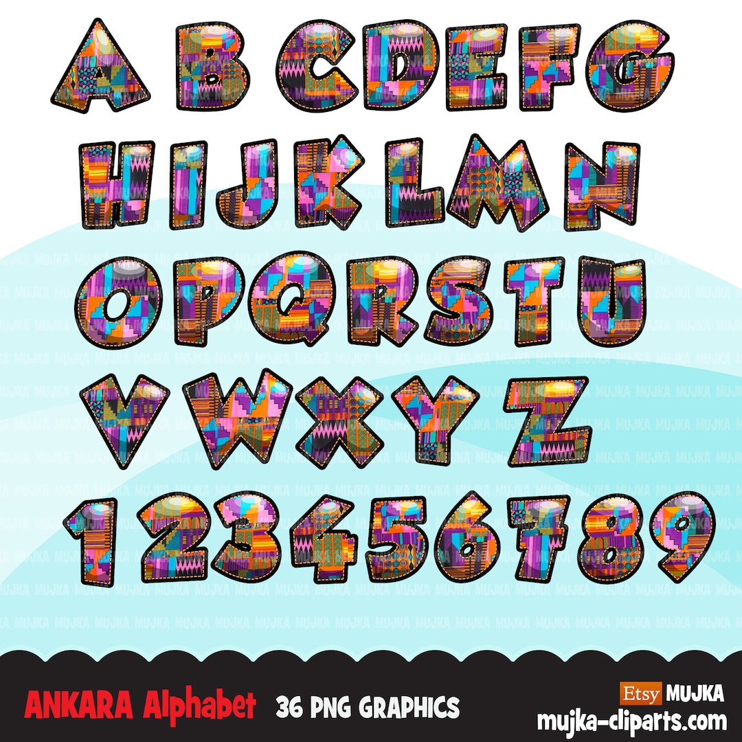 Ankara African Alphabet Clipart, Stackable, Black History Letters ...
