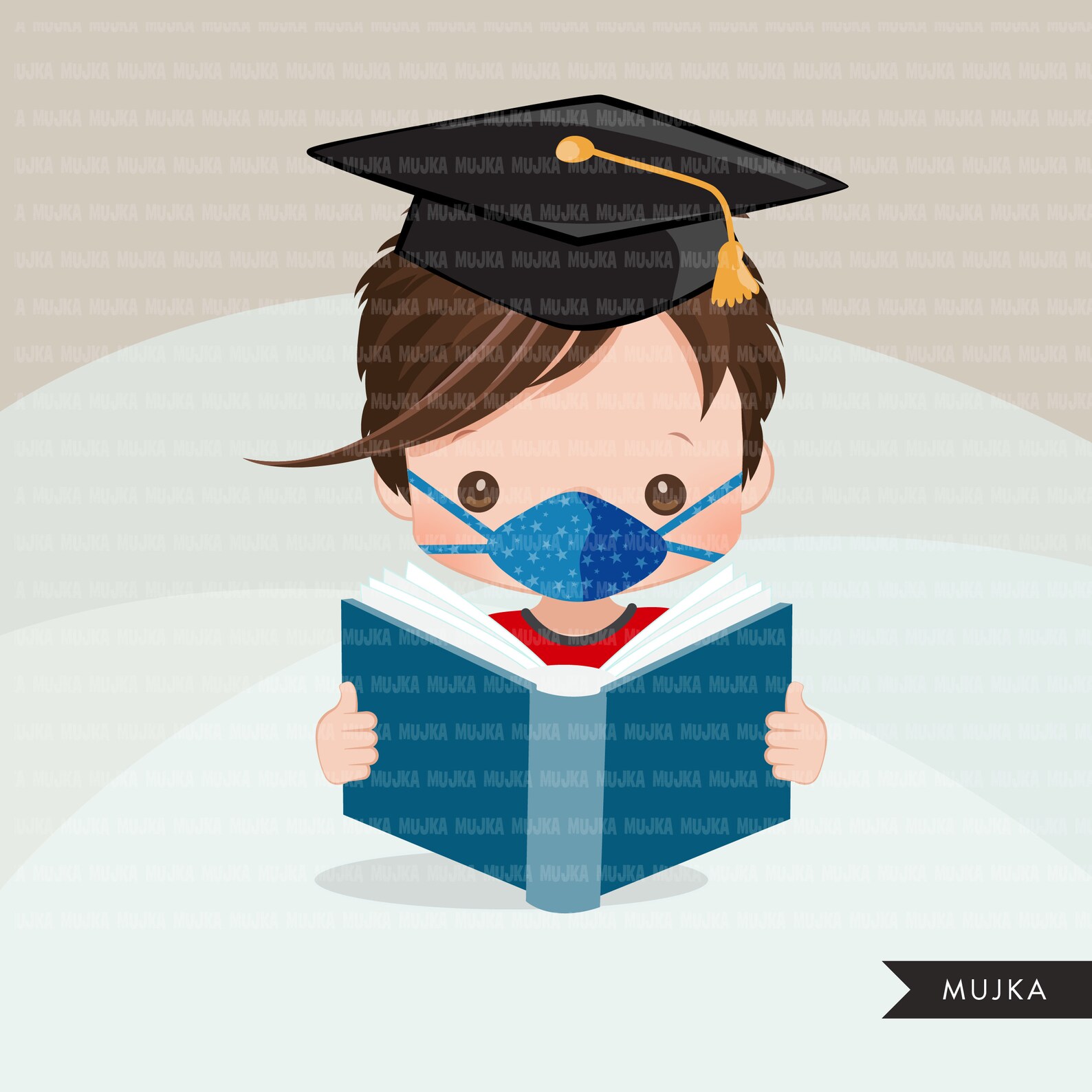 Graduation Clipart Graduate Boys With Book and Mask School | Etsy