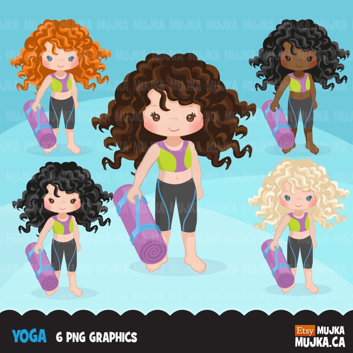 Yoga Clipart. Healthy Lifestyle Fitness Workout Graphics - Etsy