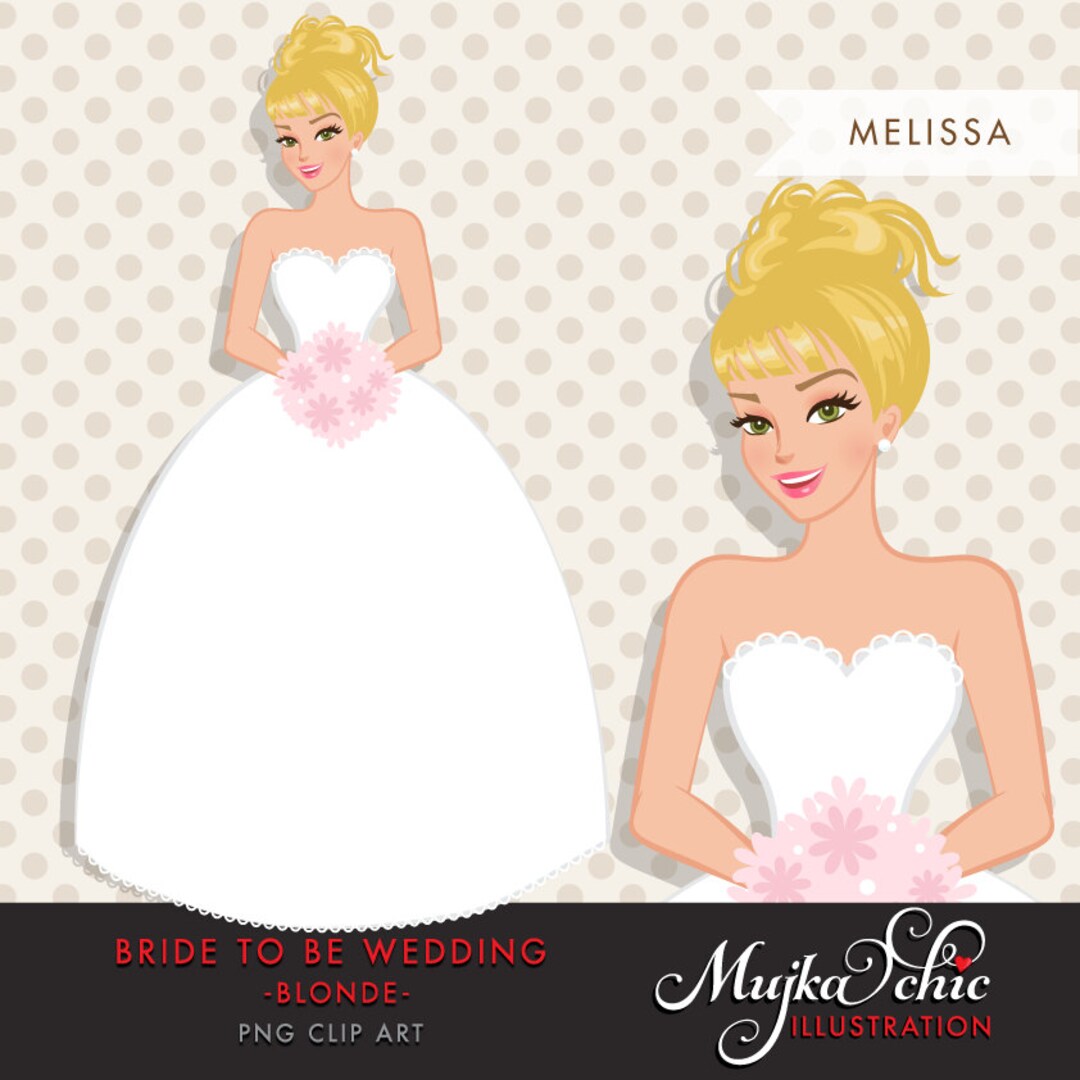 Blonde Bride Clipart. Bride to Be Wedding Clipart, Character ...