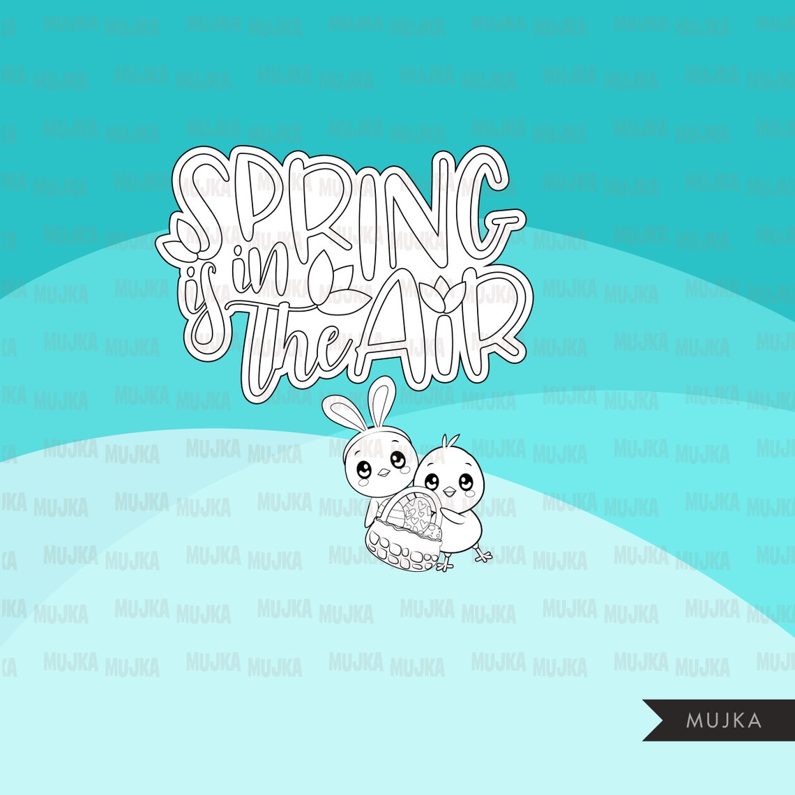 Easter Digital Stamps Chicks Black & White Graphics Bunny | Etsy