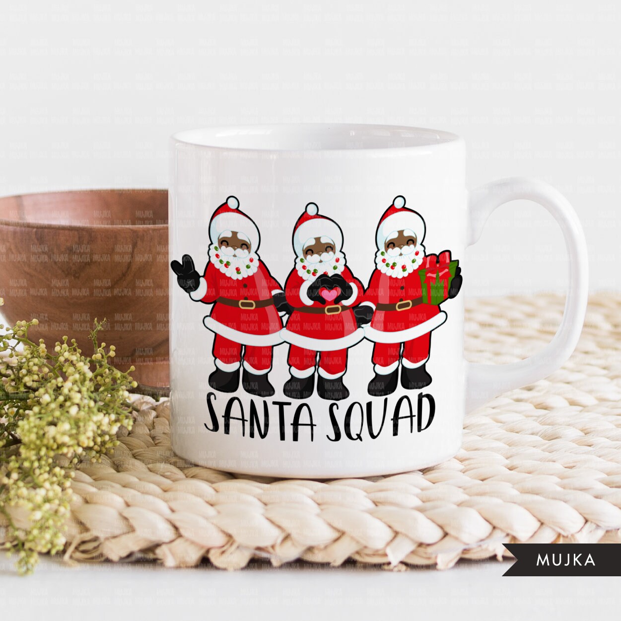 Santa Squad Png Christmas Squad Clipart Black Santa Clipart | Etsy