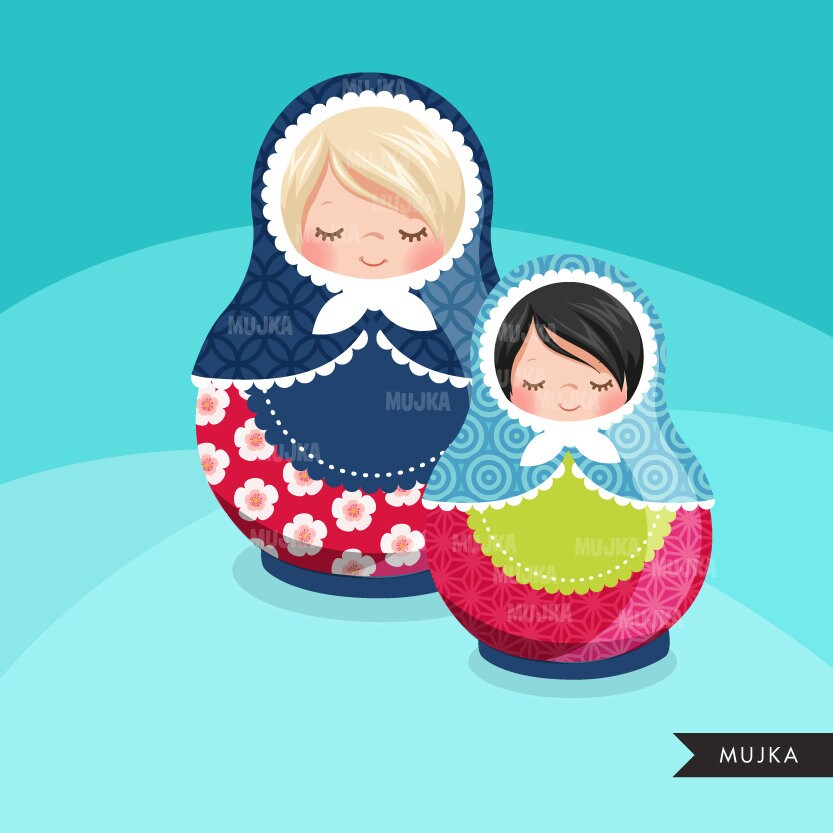 Matryoshka Clipart Russian Nesting Dolls Graphics Card - Etsy
