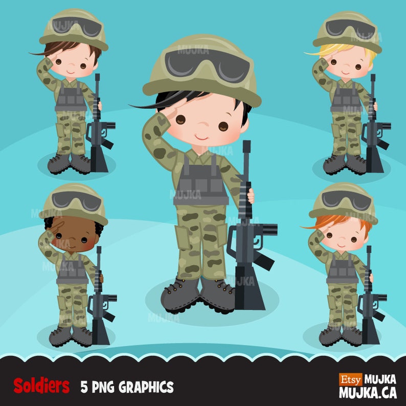 Army Clipart Little Soldier Boy Graphics. Salute Patriots - Etsy