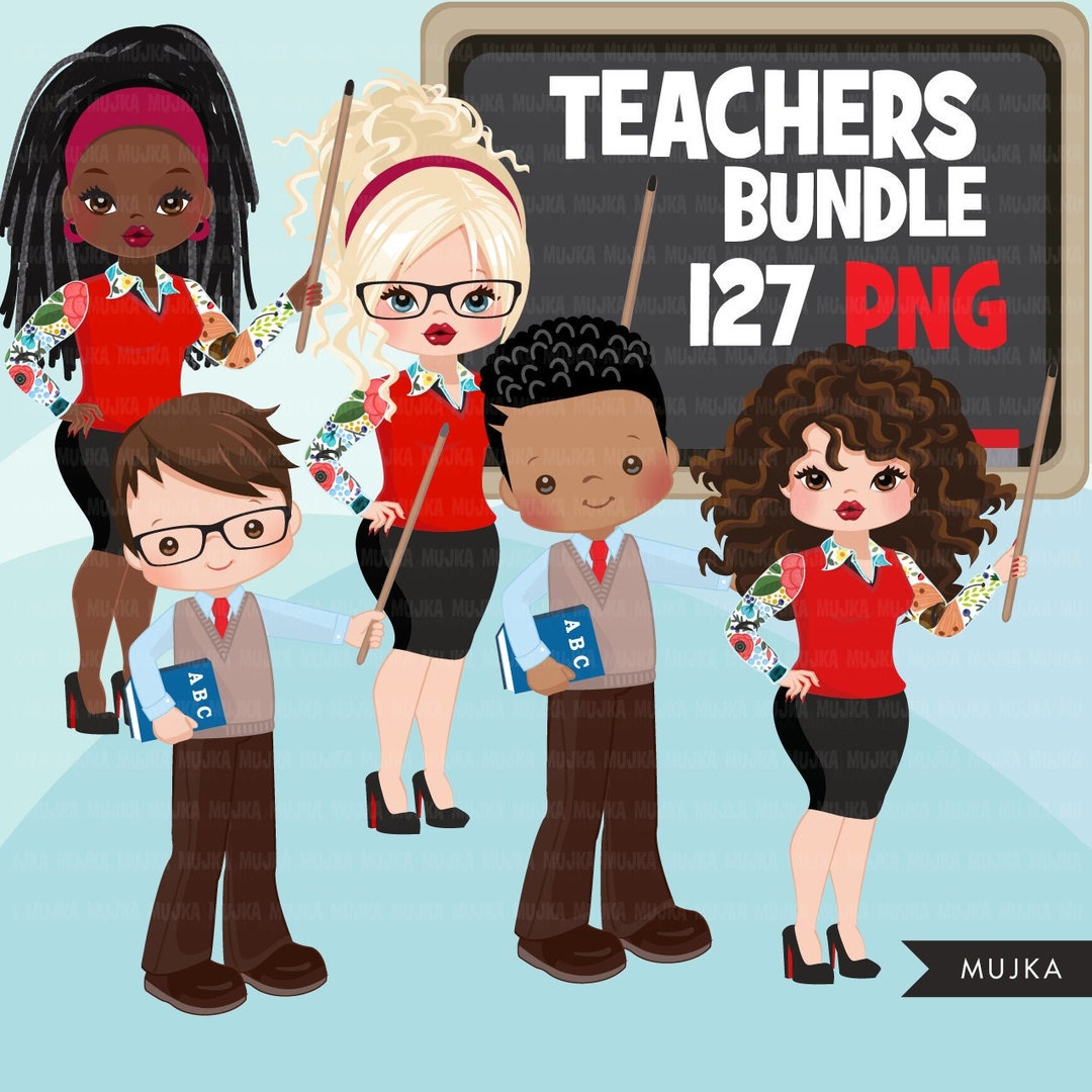 Teacher Clipart Bundle, School Education Png, School Graphics, Male ...