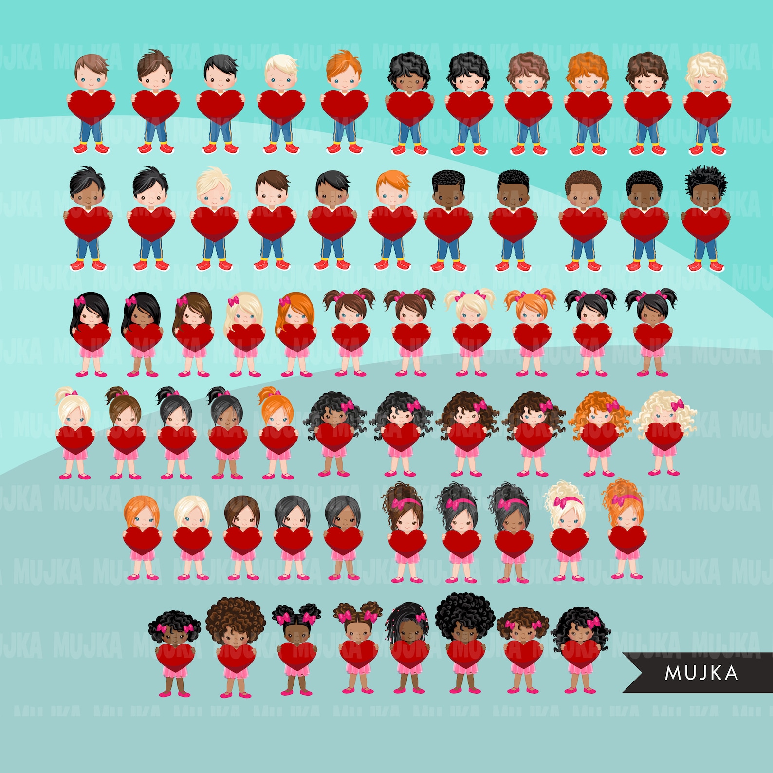 Valentine Clipart BUNDLE Valentine's Day Best Friend - Etsy