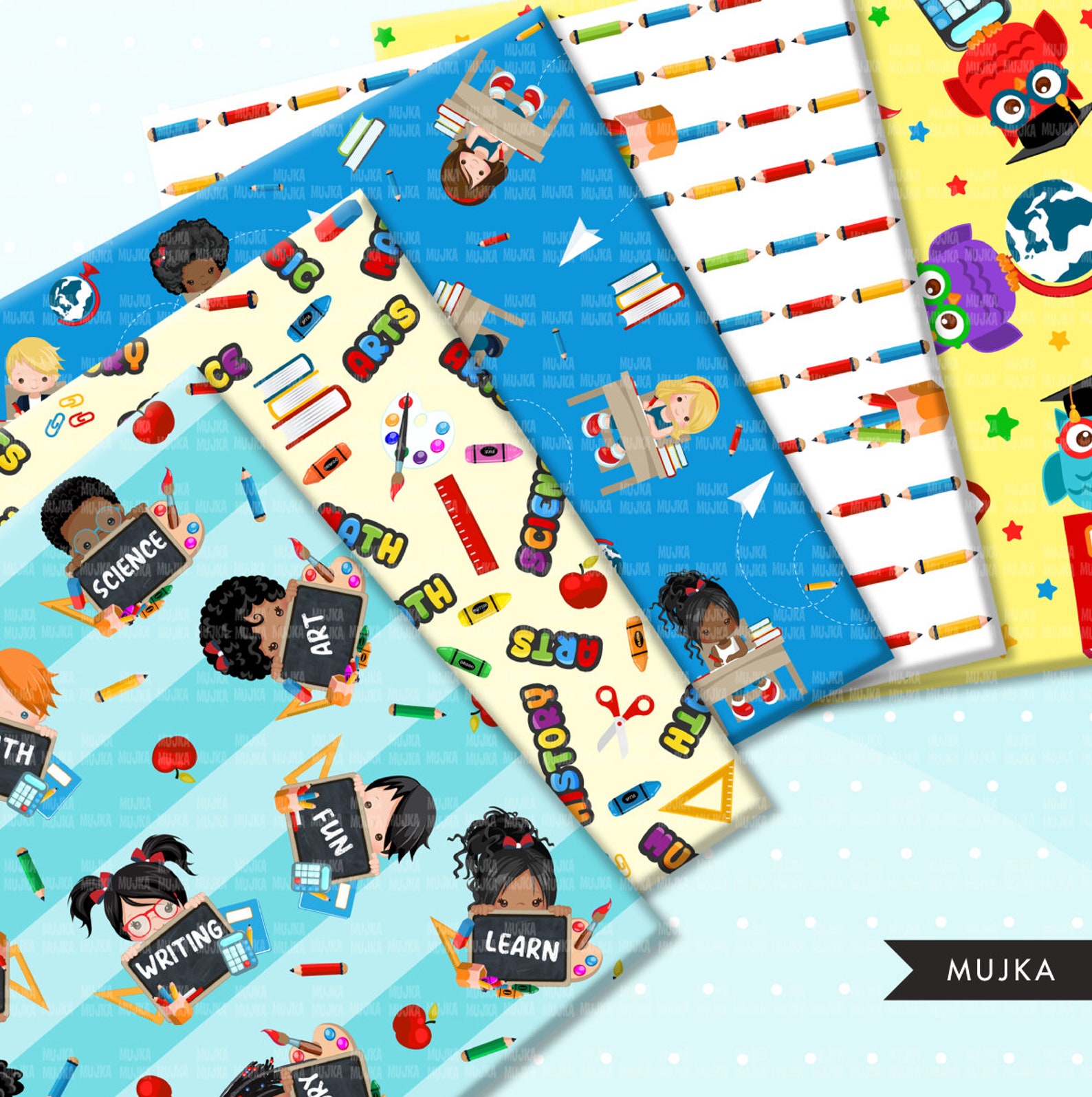 School Digital Papers Seamless School Patterns School - Etsy