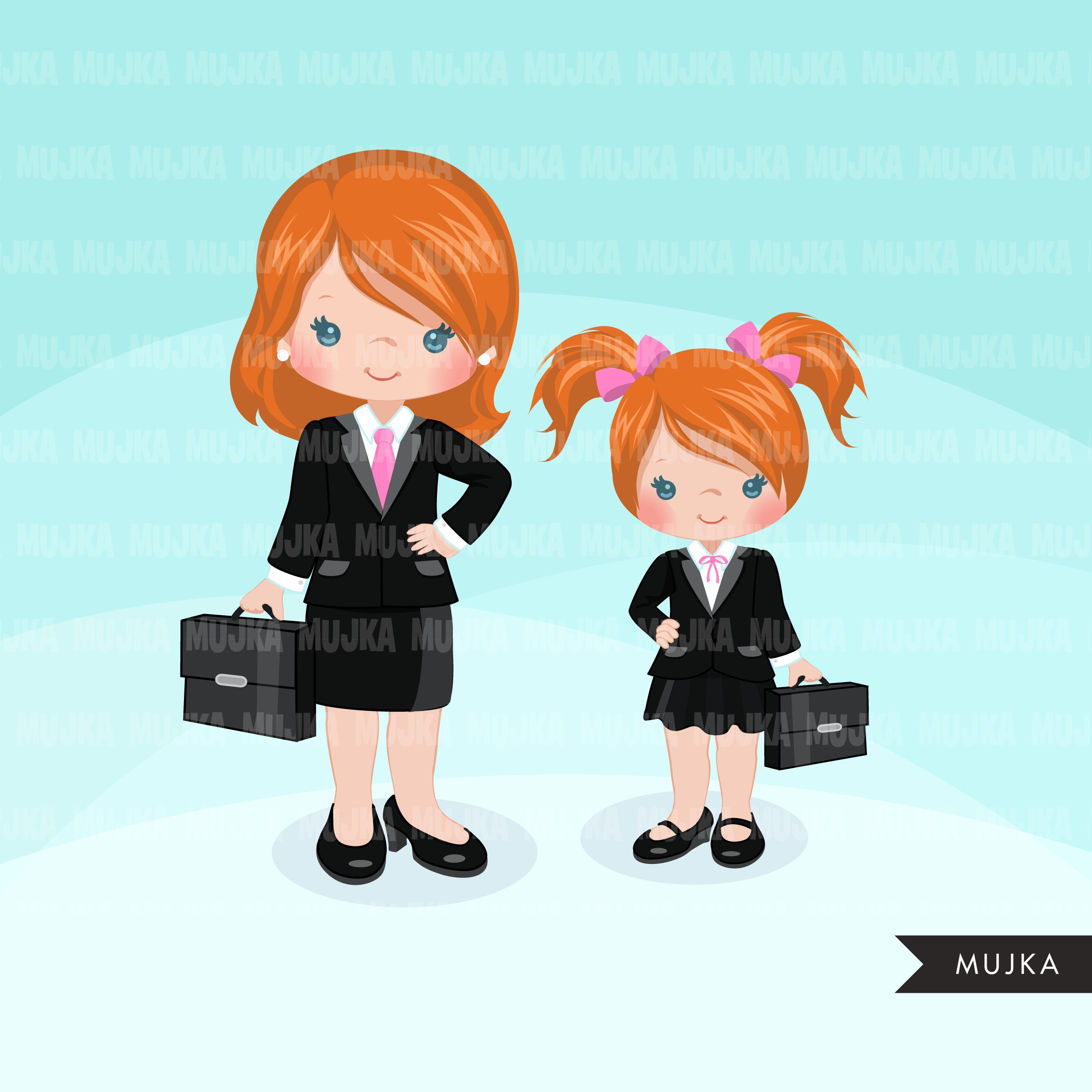 Girl boss little entrepreneur clipart. Cute boss mother | Etsy