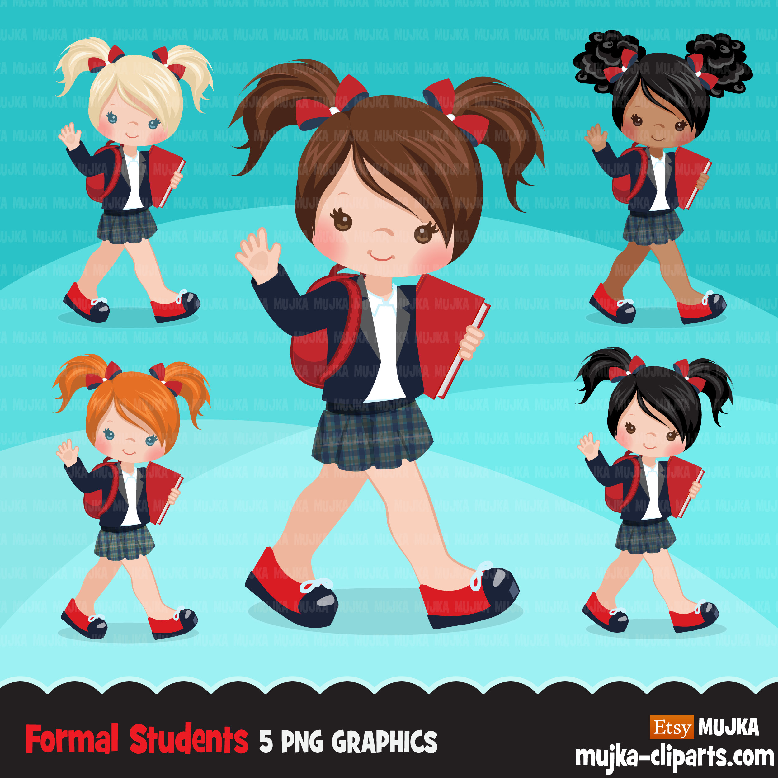 School Education Clipart Bundle Students Graduates Distant - Etsy