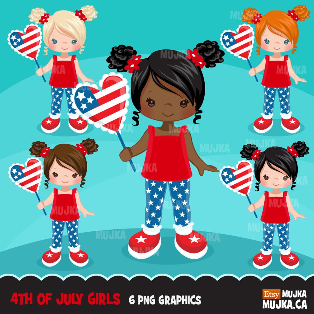 4th of July Clipart. Independence Day Little Girl Graphics ...