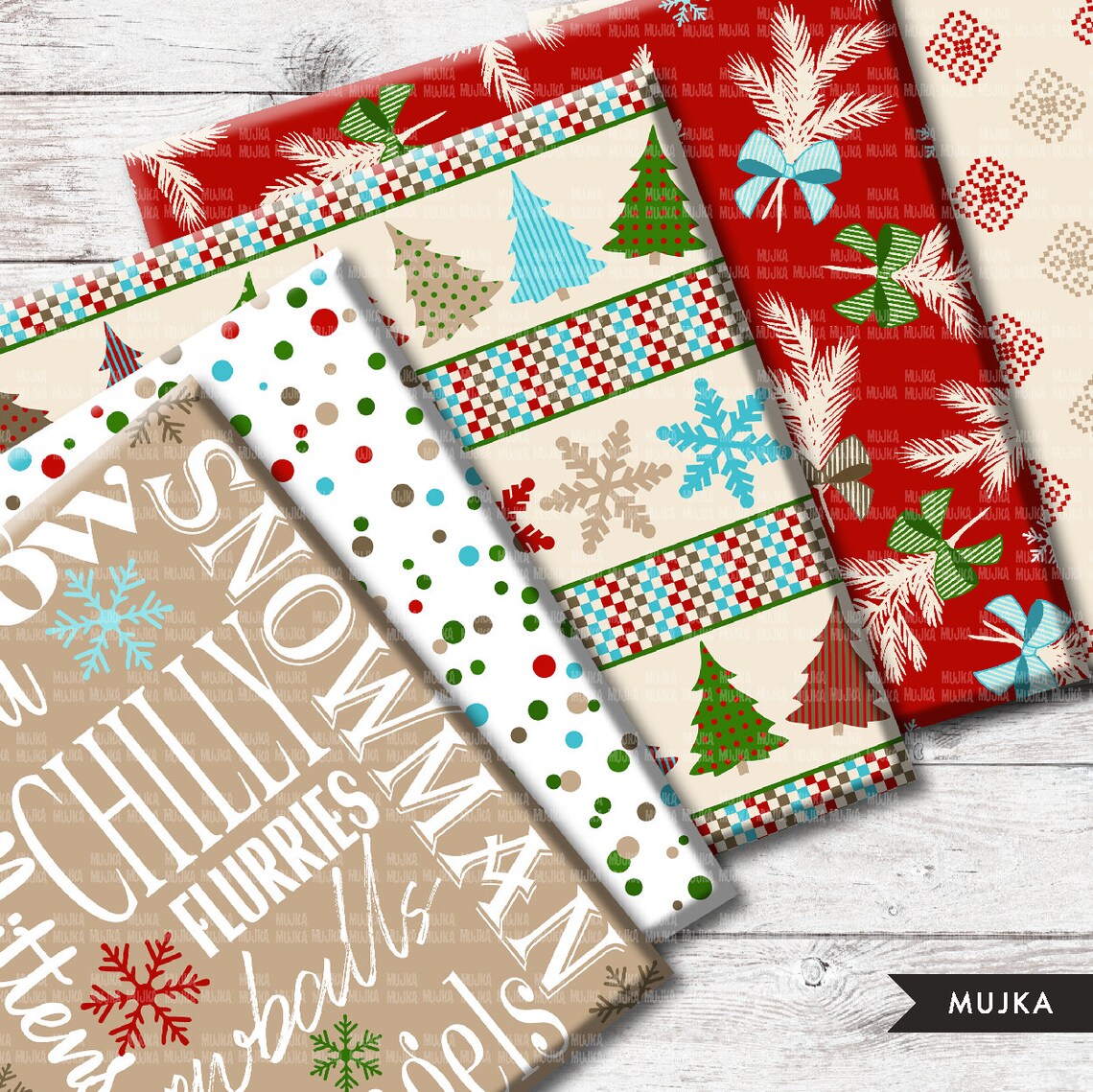 Christmas Digital Papers, Hot Chocolate Papers, Vintage Christmas ...