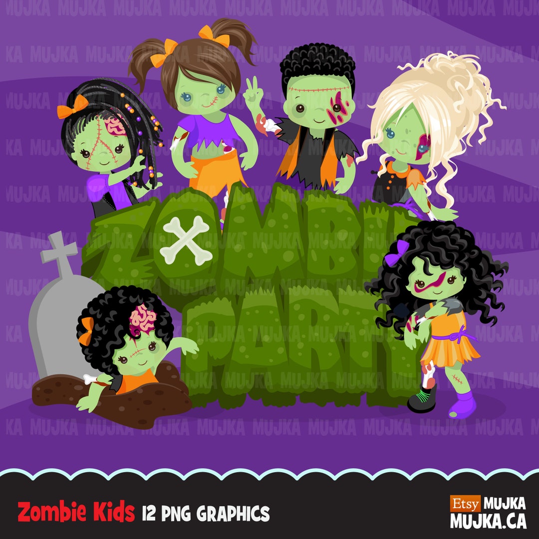 Halloween Clipart, Zombie Kids Png, Zombie Sublimation Designs ...