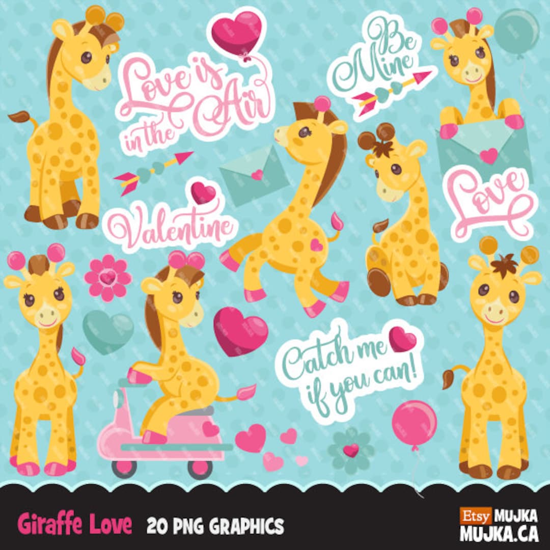 Valentine Giraffe Clipart. Valentine's Day Graphics, Valentine ...