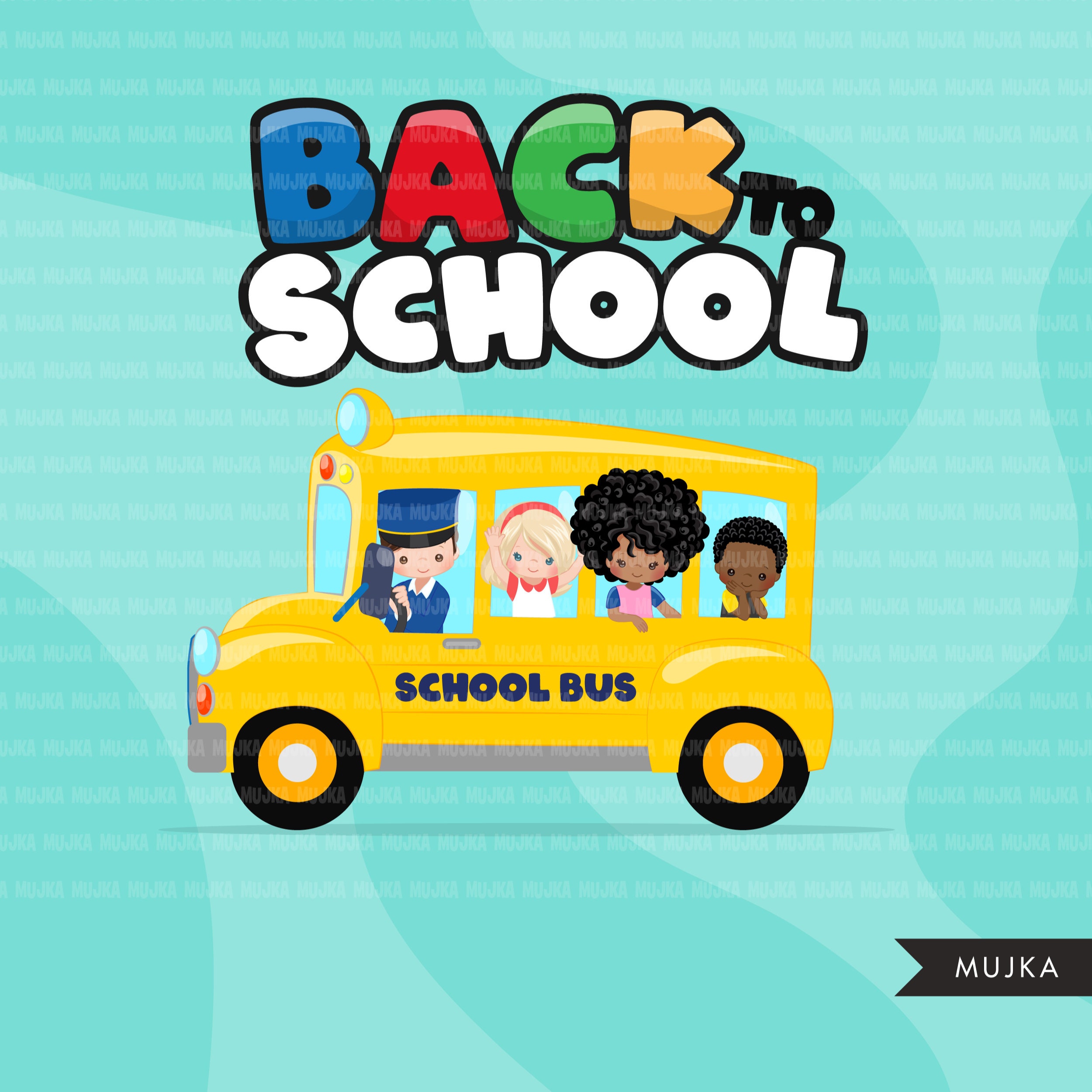 Back to School Clipart School Bus Clip Art Students With | Etsy Canada