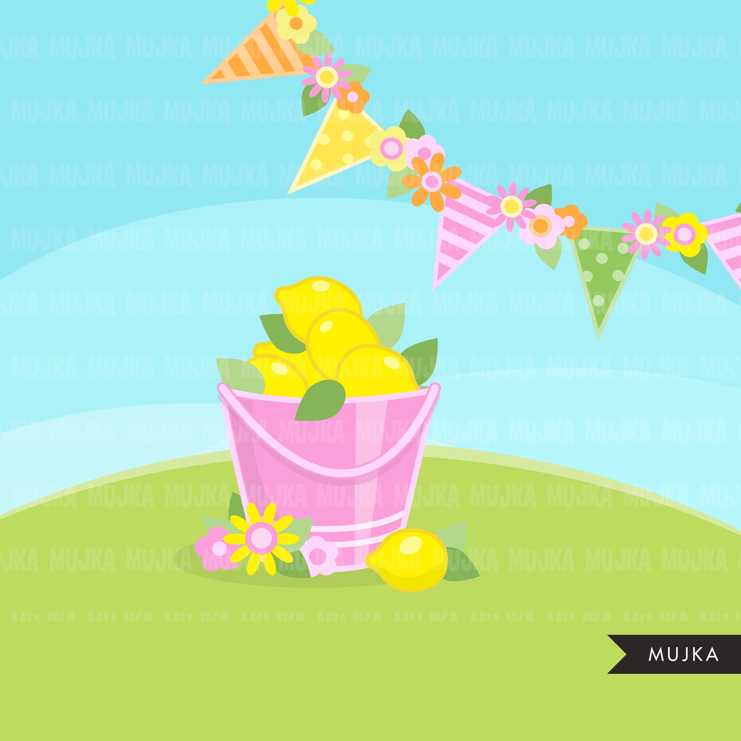 Pink Lemonade Stand Clipart Cute Spring Summer Birthday Etsy