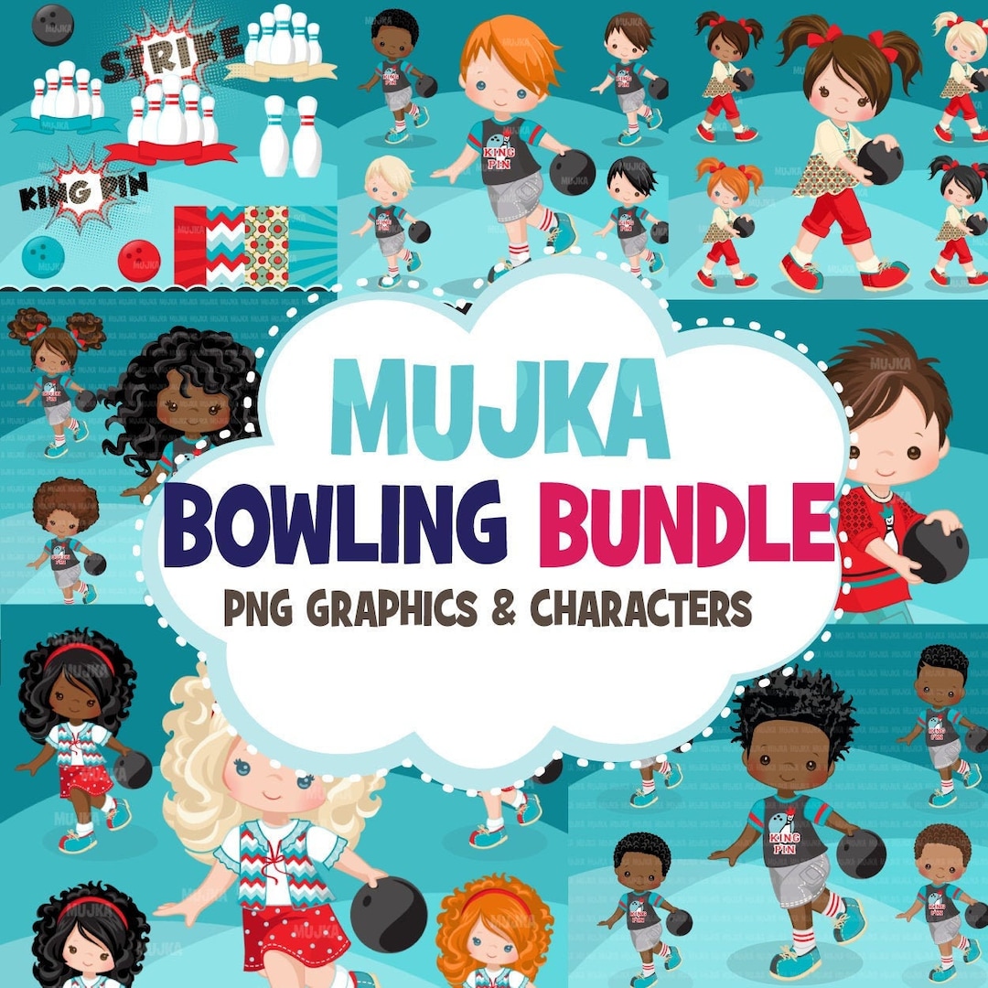 Bowling Clipart Bundle, Retro Bowling, King Pin, Queen Pin, Strike ...