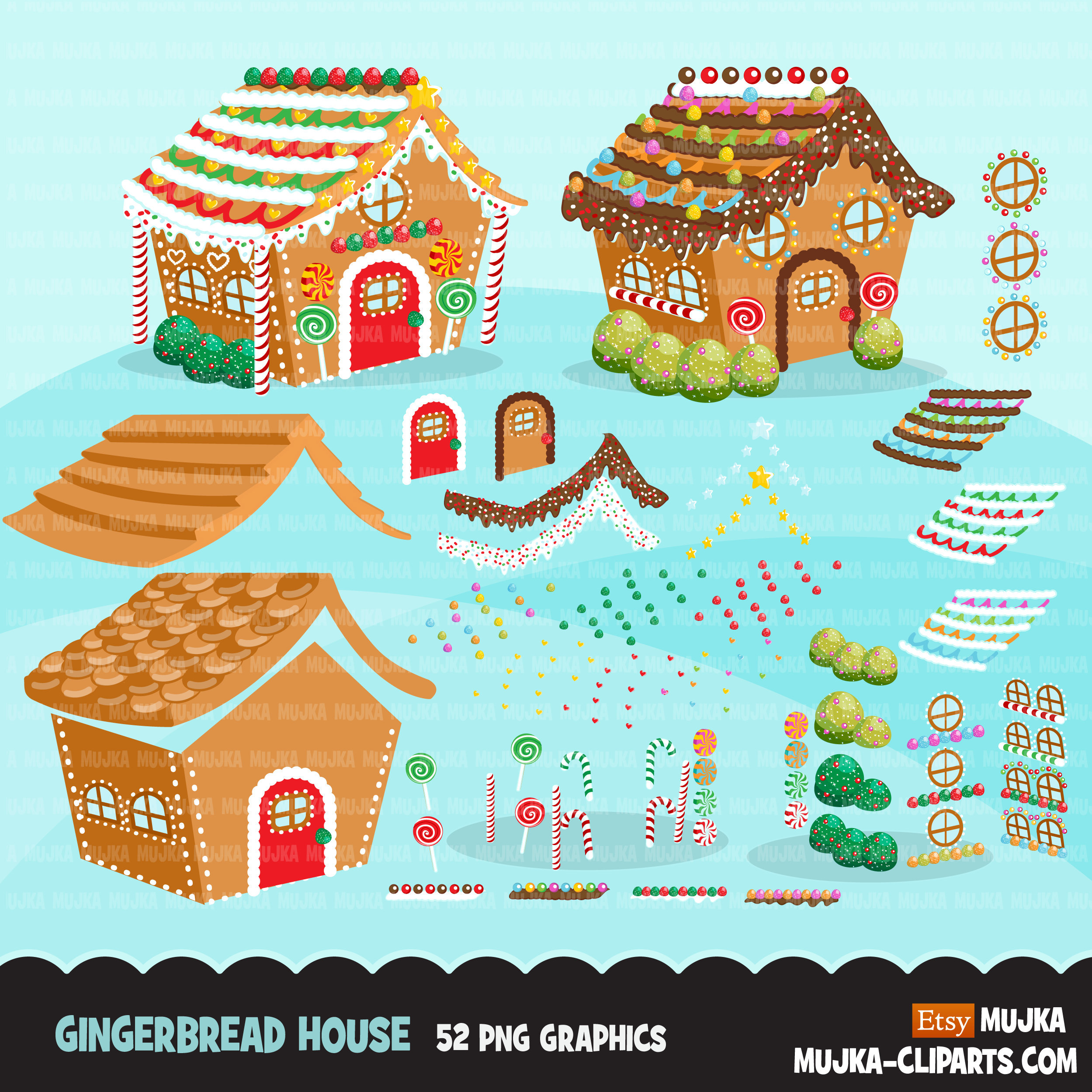 Christmas Gingerbread House Clipart. Make Your Own Gingerbread - Etsy