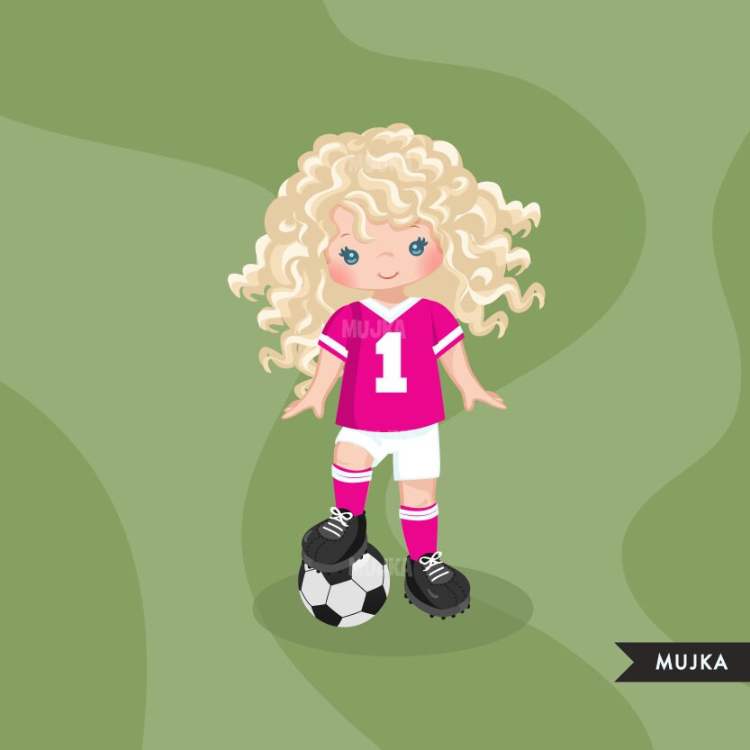 Soccer Clipart. Sport Graphics Girls Soccer Player | Etsy