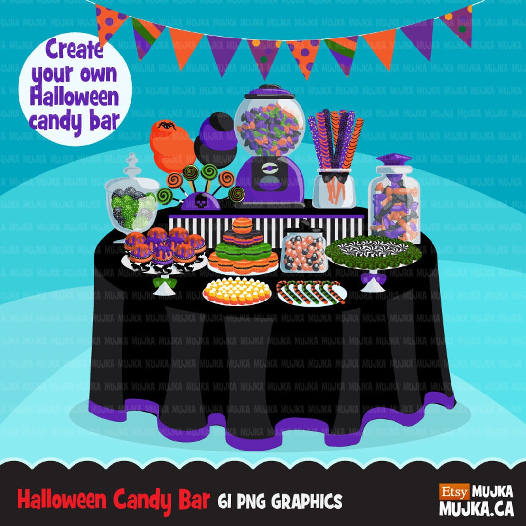 Halloween Candy Clipart. Buffet Bar Display, Sweets, Lollipop, Candy ...