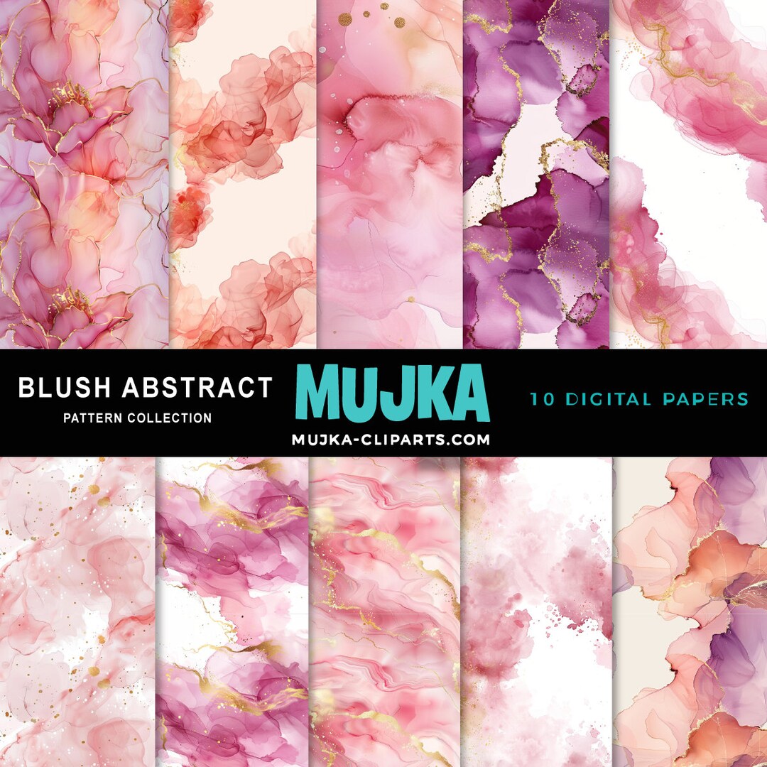 Alcohol Inks Digital Paper, Watercolor Blush Gold Seamless Patterns ...