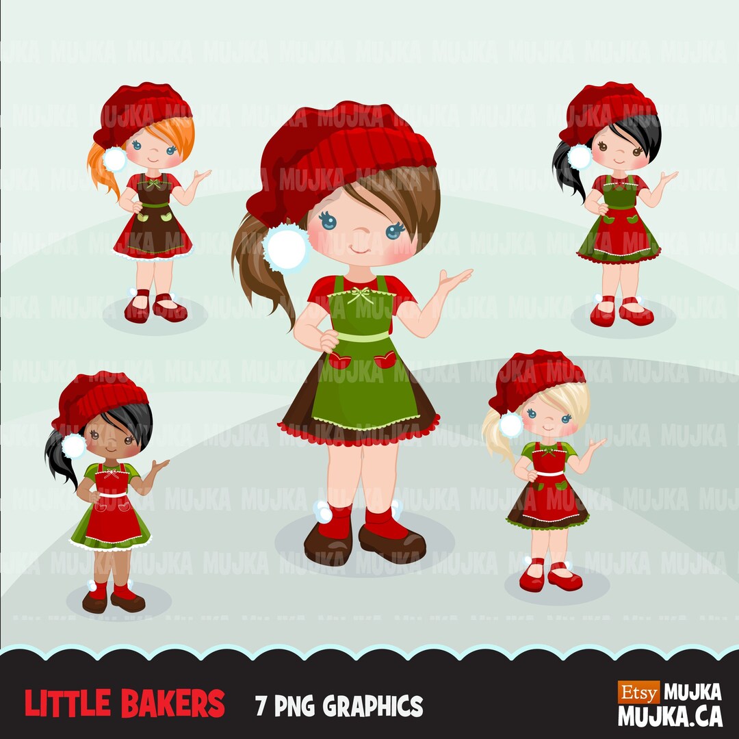 Christmas Baking Clipart, Cute Baker Characters, Kitchen Baking Party ...