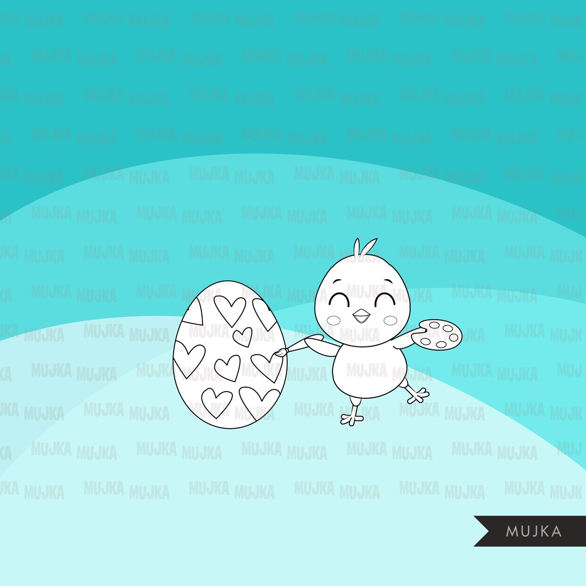 Easter Digital Stamps Chicks Black & White Graphics Bunny - Etsy