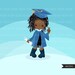 Graduation Clipart, Graduate Black Girls With Blue Gown, Cape and ...
