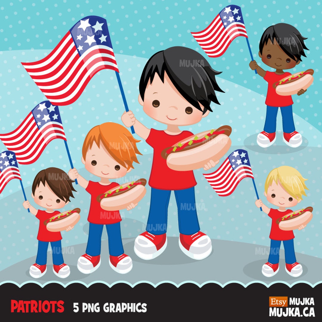 4th of July Clipart. Independence Day Little Boy Graphics, Planner ...