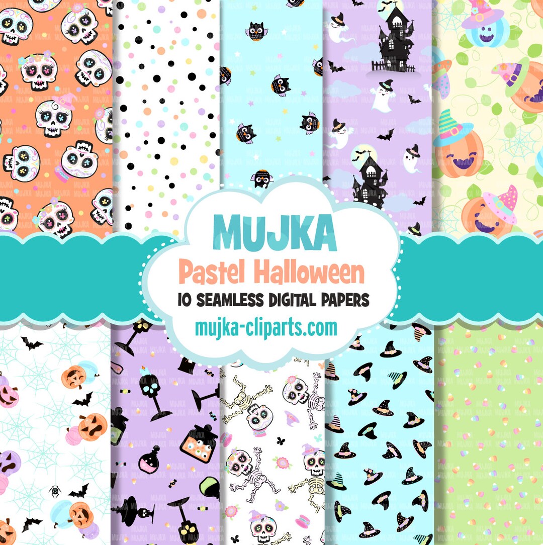 Halloween Digital Paper, Pastel Halloween Digital Download, Baby ...