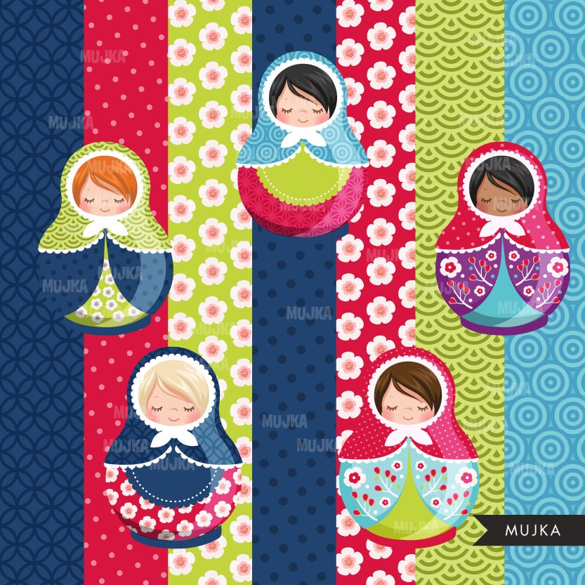 Matryoshka Clipart Russian Nesting Dolls Graphics Card - Etsy