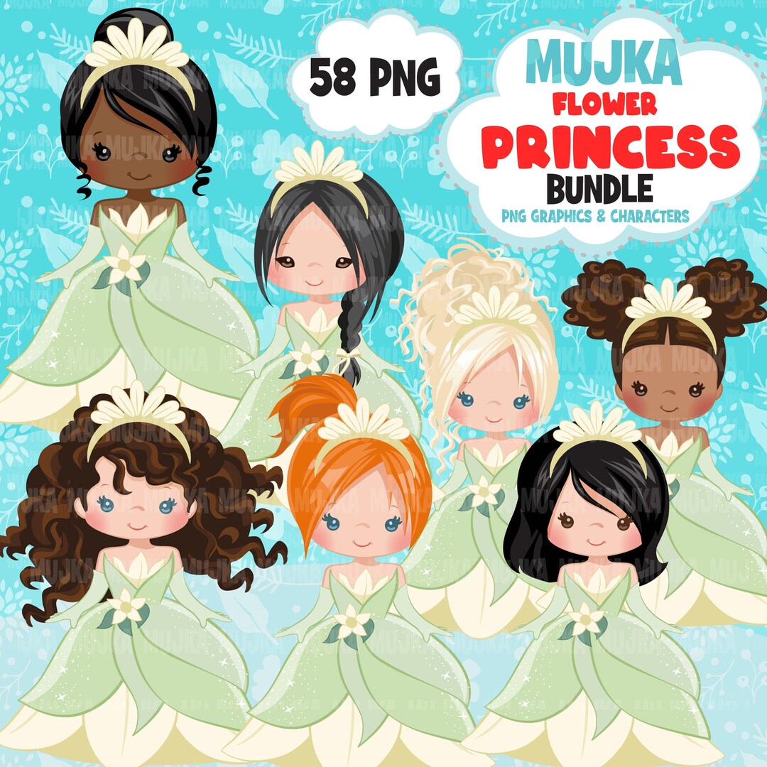 Princess Bundle, Princess Png, Princess Clipart, Birthday Bundle, Black ...