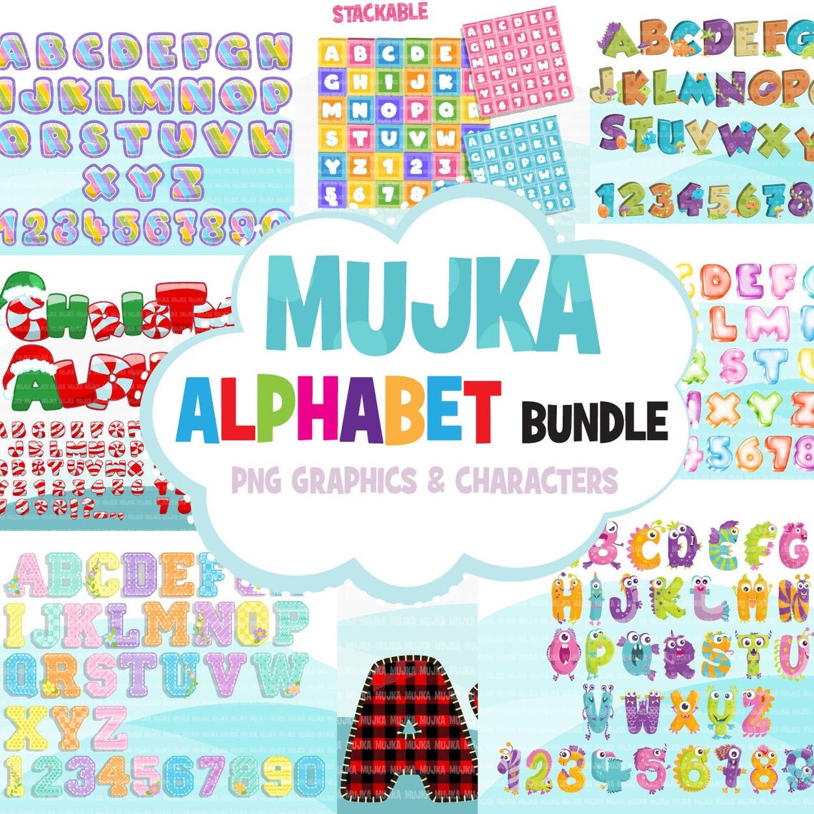 Alphabet Clipart Bundle Christmas Monsters Rainbow Baby - Etsy
