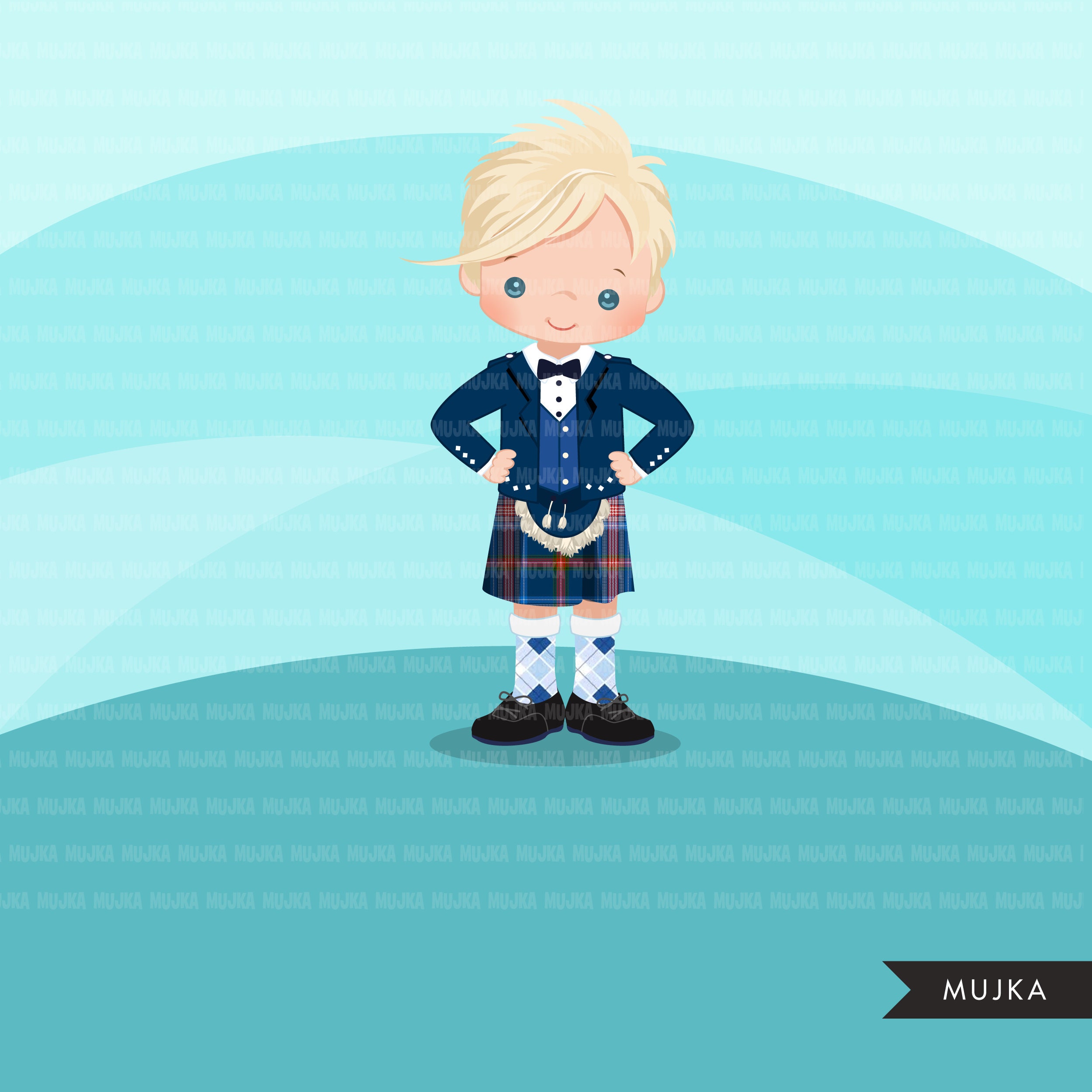 Highland Dancers Clipart. Cute Scottish Dancers With Kilt, Blue Dancing ...