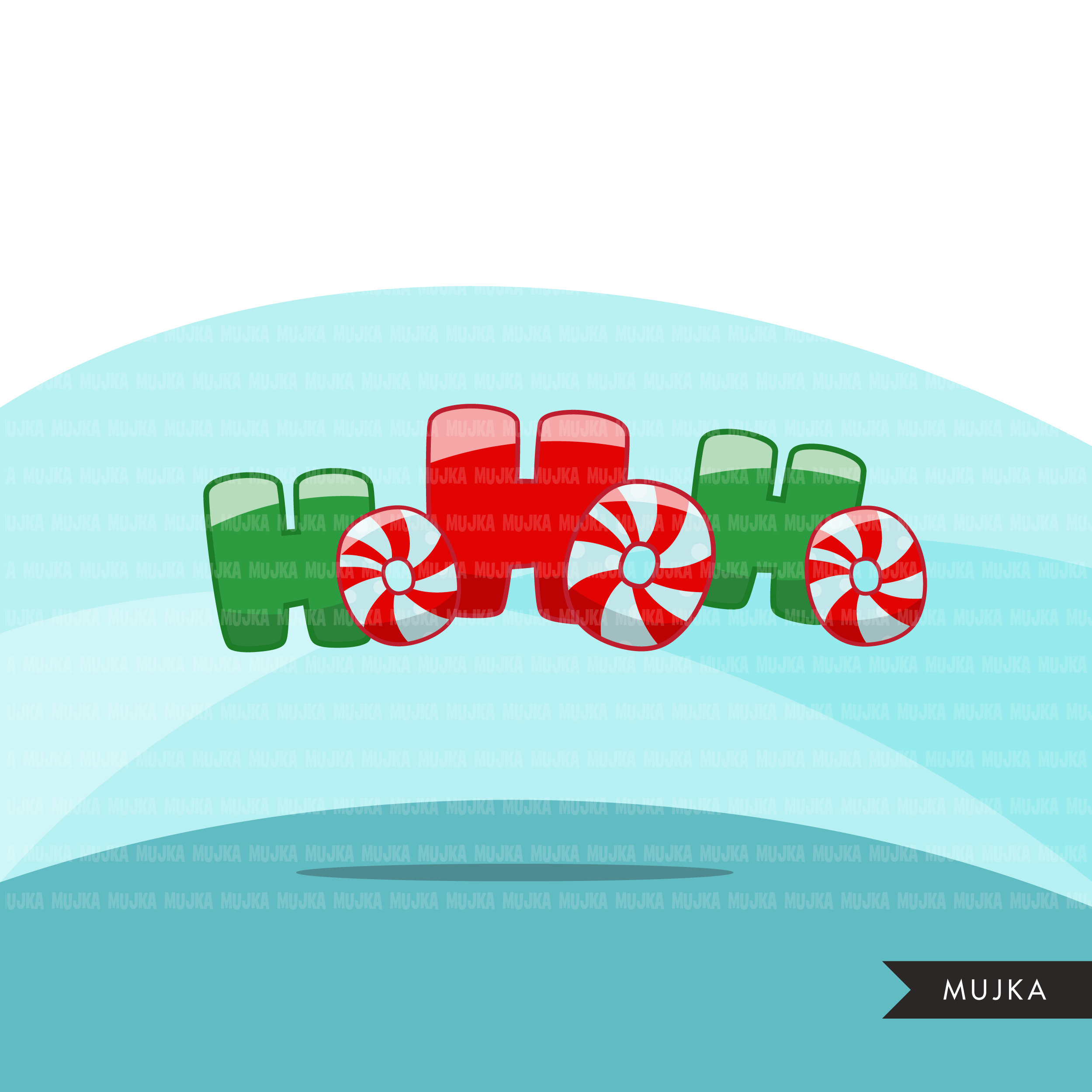 Christmas Alphabet Clipart Bundle, Red, Stripe and Green Letters Cute ...