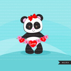 Valentine's Day Panda Clipart. Cute Panda Graphics, Love, Valentine ...