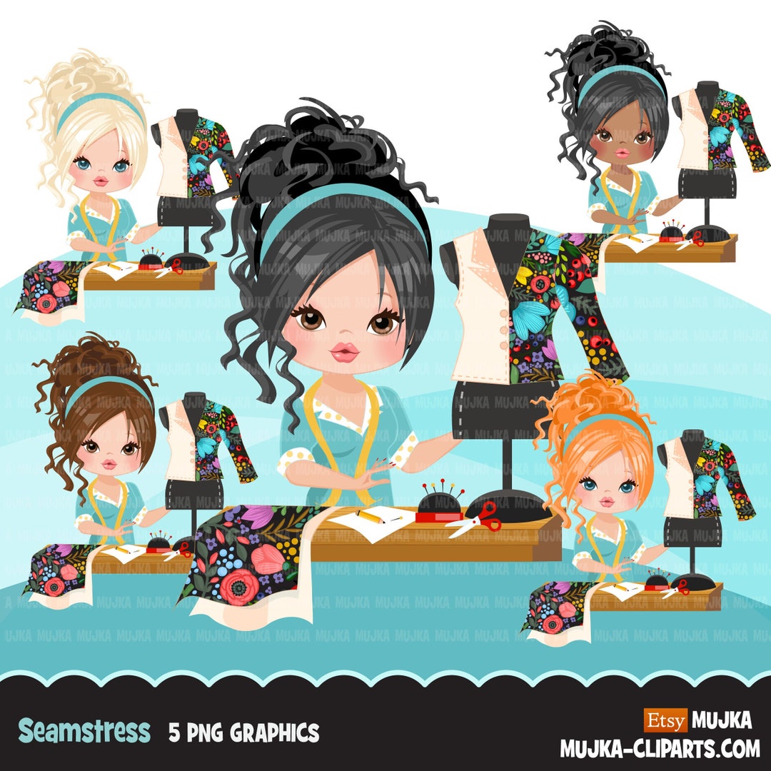 Woman Seamstress PNG Clipart With Sewing Graphics Girl, Print and Cut T ...