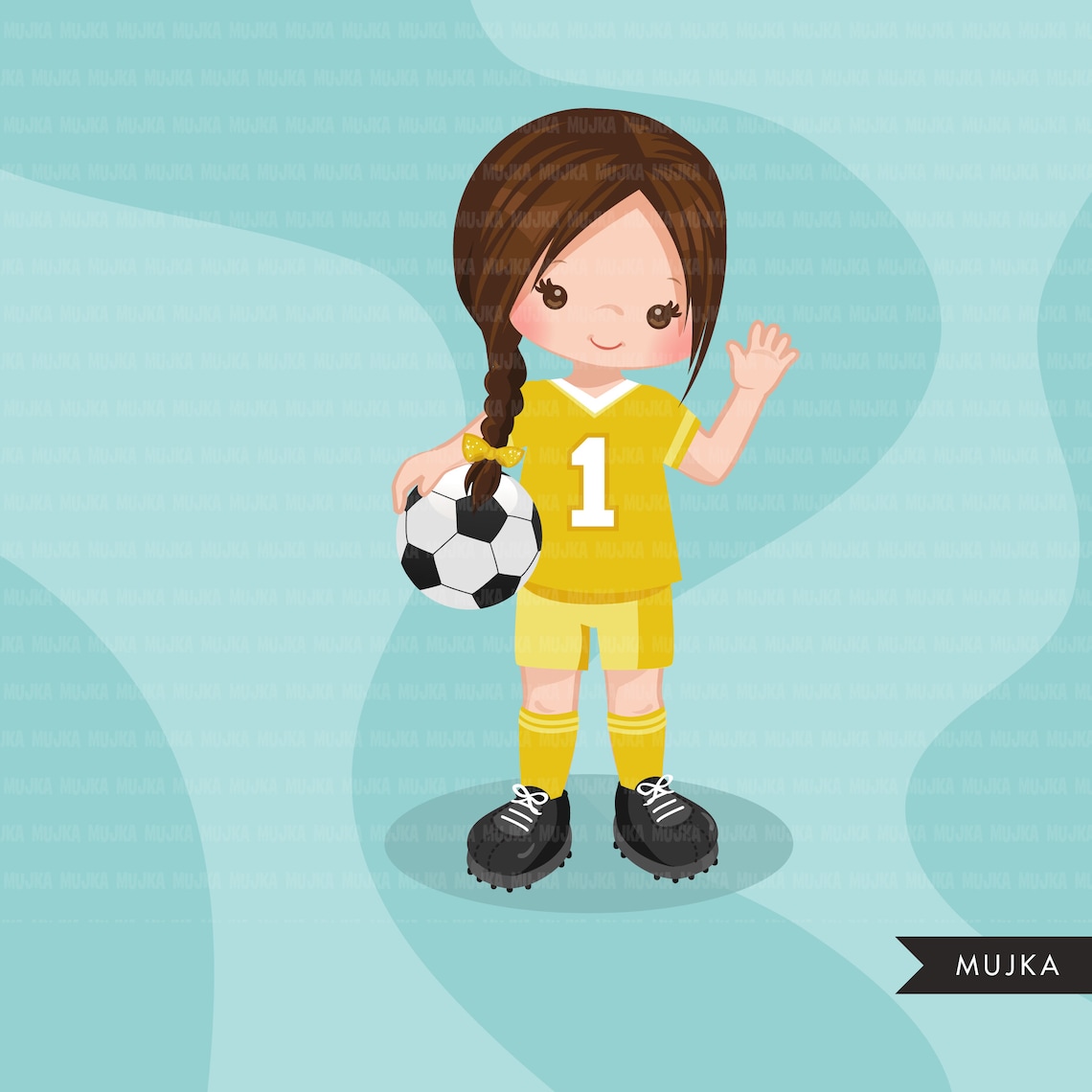 Soccer clipart. Sport graphics girls soccer player | Etsy