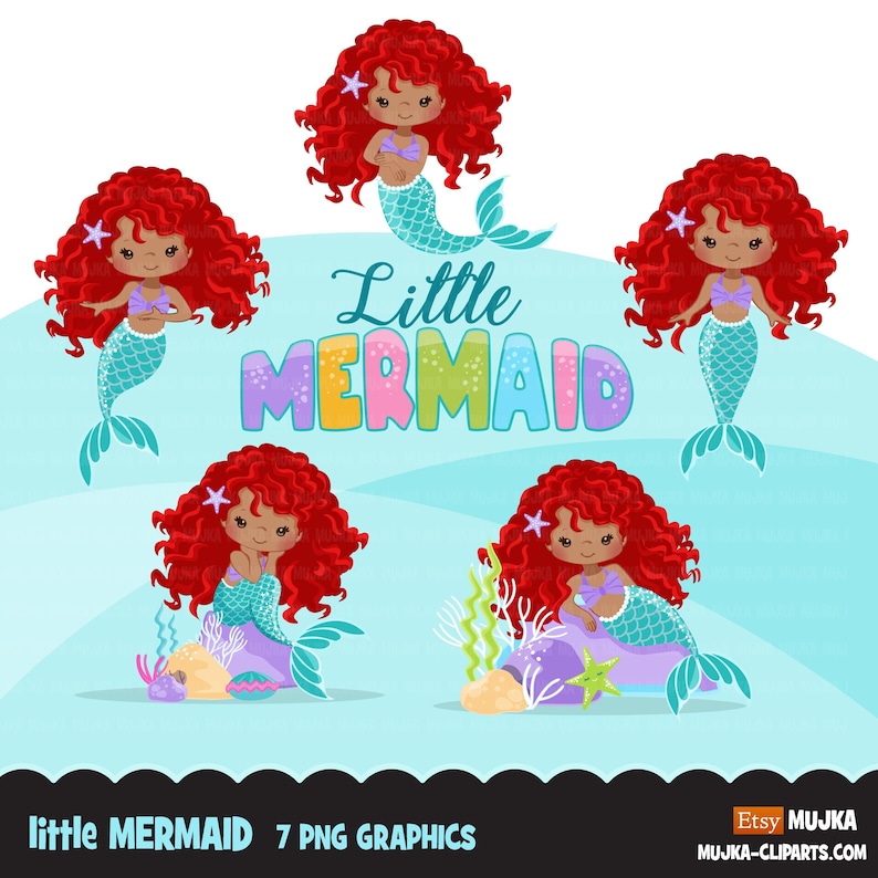 Little Mermaid Clipart Mermaid PNG Mermaid Sublimation - Etsy
