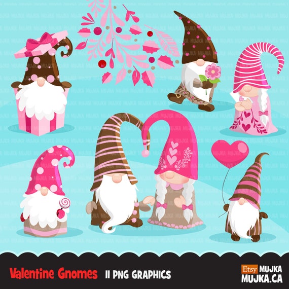 Valentine gnomes Clipart. Scandinavian Gnome graphics, Tomte Nisse ...
