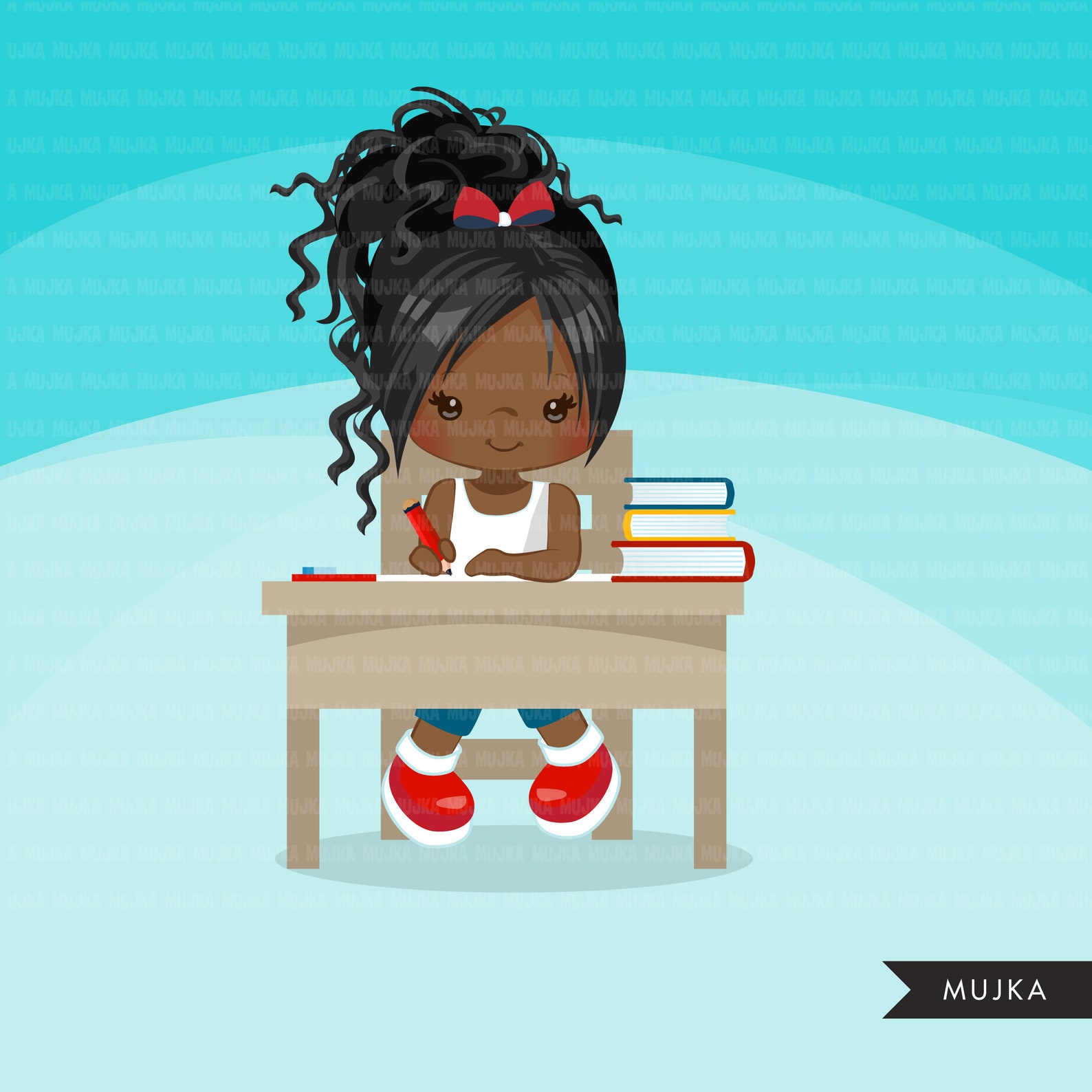Back to School Clipart, School Png, African American Girl Students ...