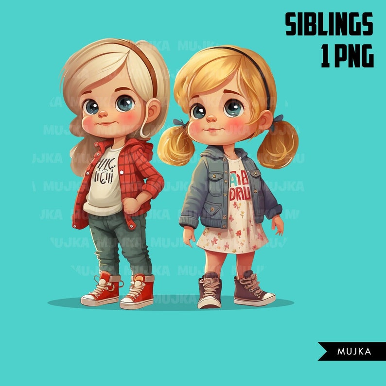 Siblings Art Sisters Png Friends Png Family Png Twin - Etsy